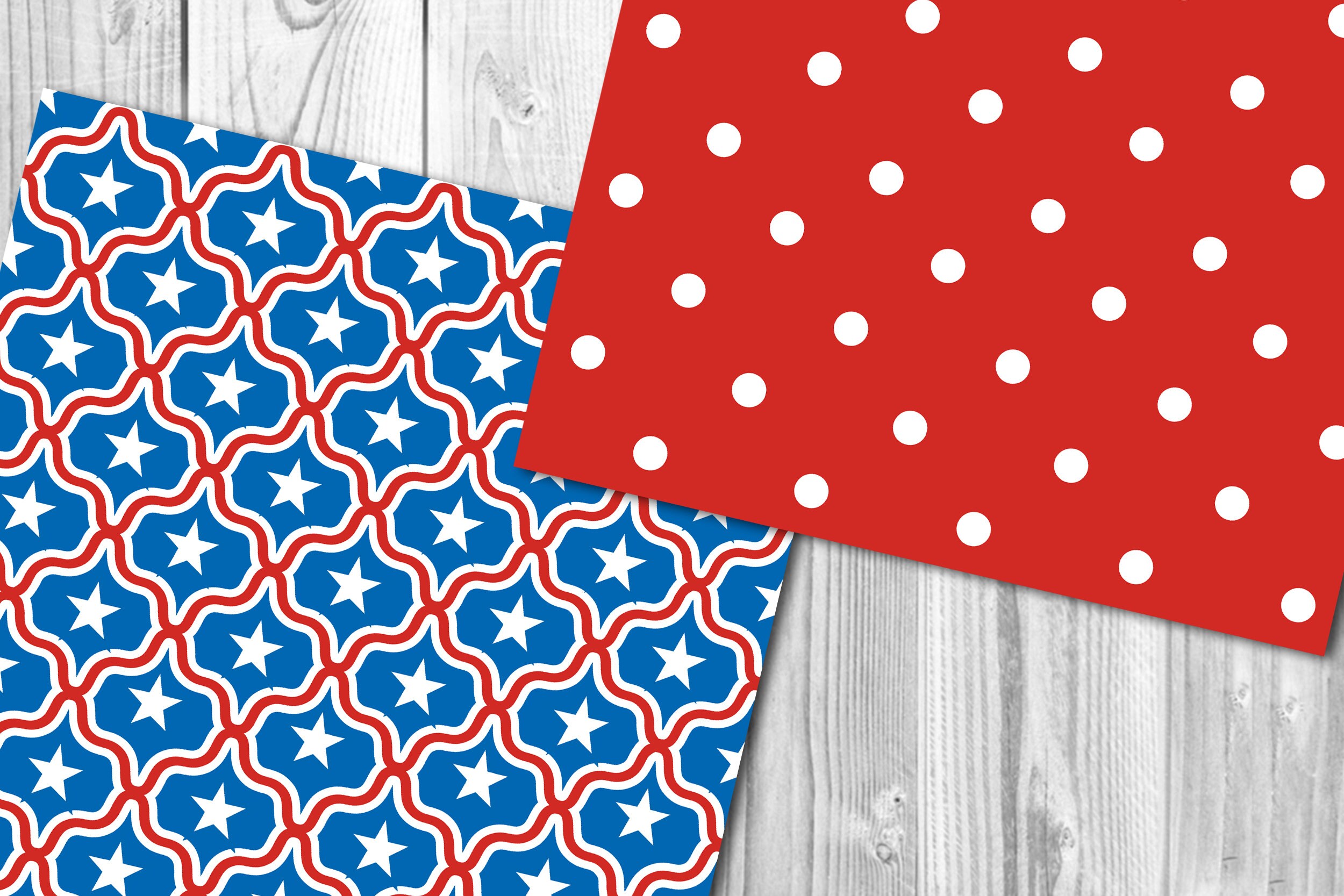 4th of July Digital Paper Set 3 Red White and Royal Blue American Flag ...