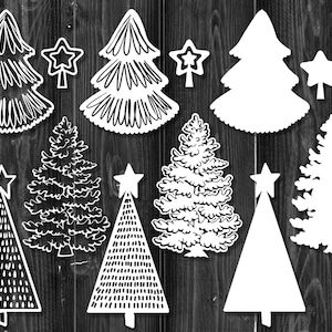 Christmas SVG Pine Tree Clipart 3 Designs Set 2 Decor Ornaments Digital ...
