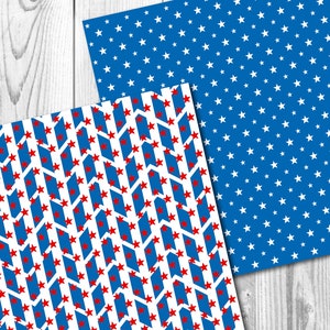 4th of July Digital Paper Set 1 - Red White and Royal Blue American ...