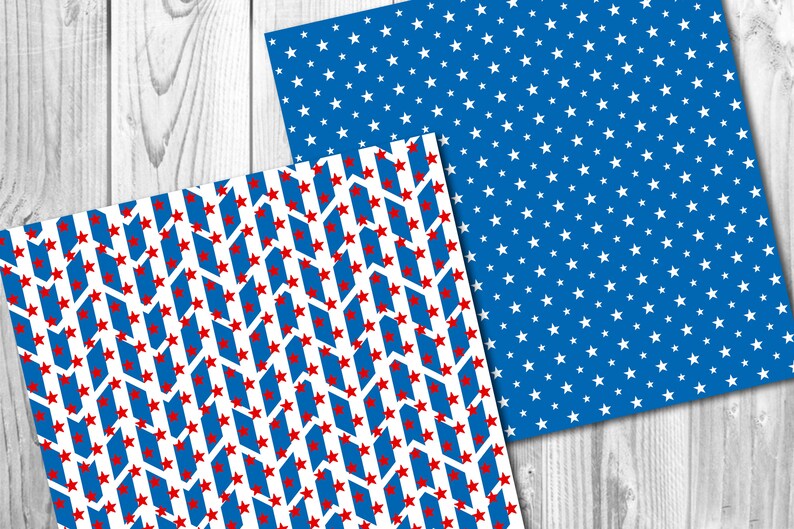 4th of July Digital Paper Set 1 Red White and Royal Blue American Flag ...