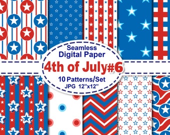 4th of July Digital Paper Set 7 Red White and Royal Blue | Etsy