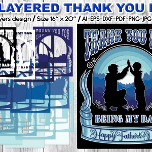 3D Father's Day Gift Multi-layered Design Thank You DAD Papercut SVG ...