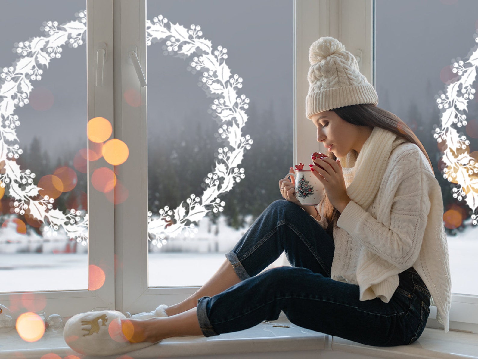 Christmas SVG Silhouette Holly Wreath With Ribbon Bow Clipart - Etsy