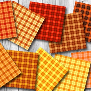 10 Orange and Red Tone Color Fall Autumn Plaid Design Seamless Pattern ...