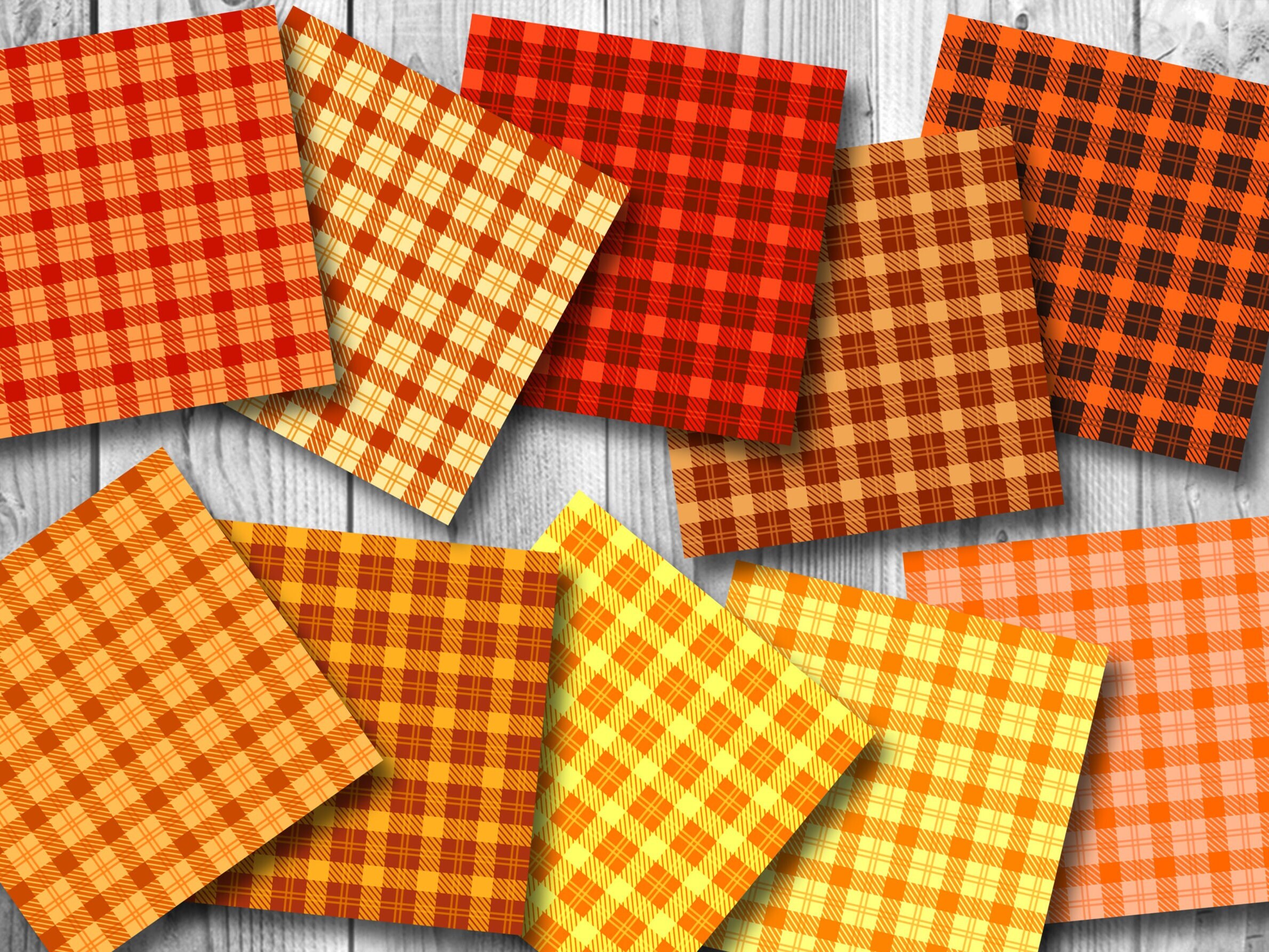10 Orange and Red Tone Color Fall Autumn Plaid Design Seamless - Etsy