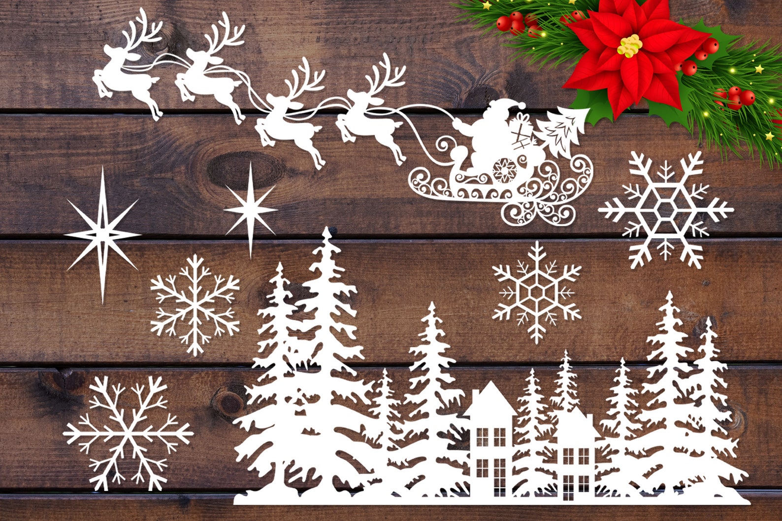 Merry Christmas Scene Builder SVG Clipart Circle Design Silhouette ...