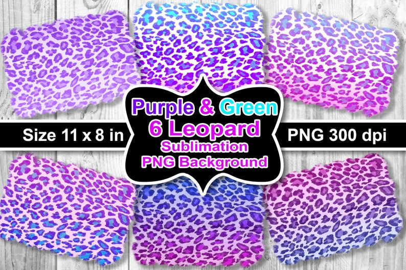 Purple & Green Leopard Sublimation PNG Background Design Decorative ...