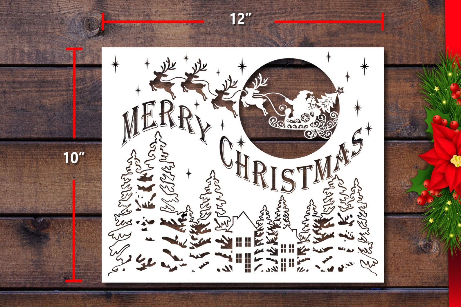 Christmas Scene Silhouette Design SVG Clipart Rectangle Decor Clip Art ...