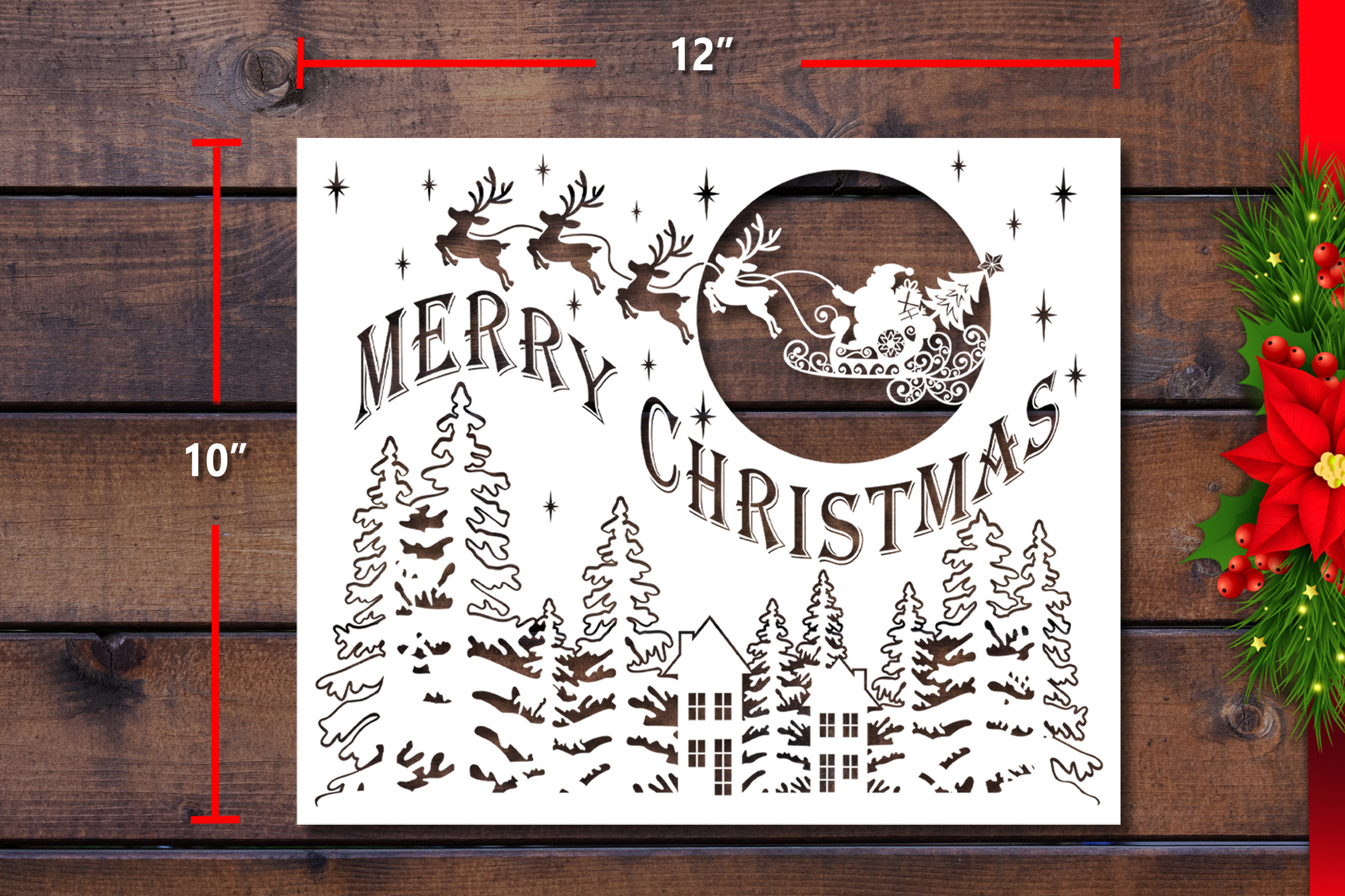 Christmas Scene Silhouette Design SVG Clipart Rectangle Decor Clip Art ...