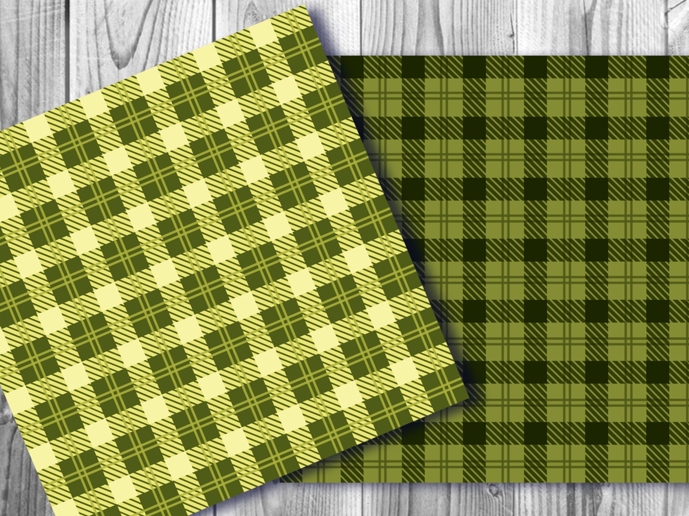 10 Green Tone Color Fall Autumn Plaid Design Seamless Pattern Digital ...