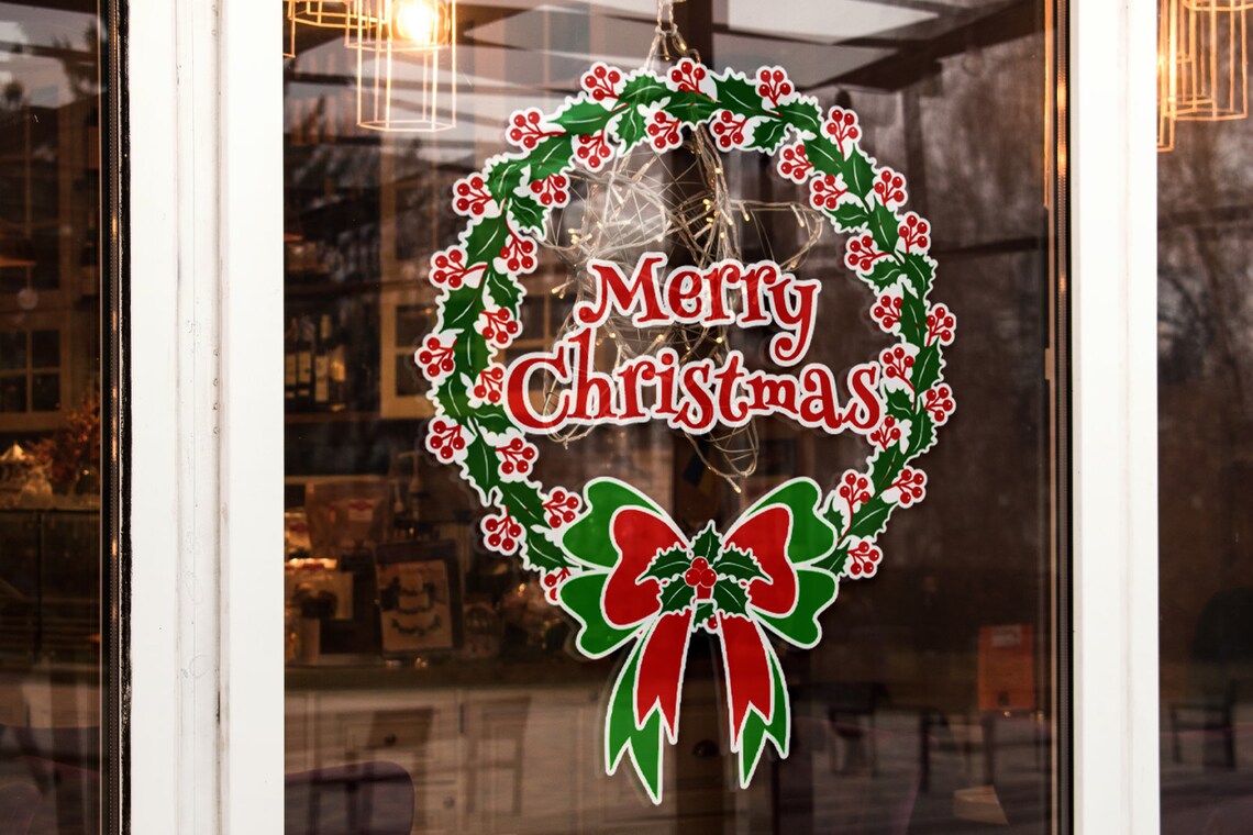 Christmas Wreath With Ribbon Bow SVG Clipart Design Elements - Etsy