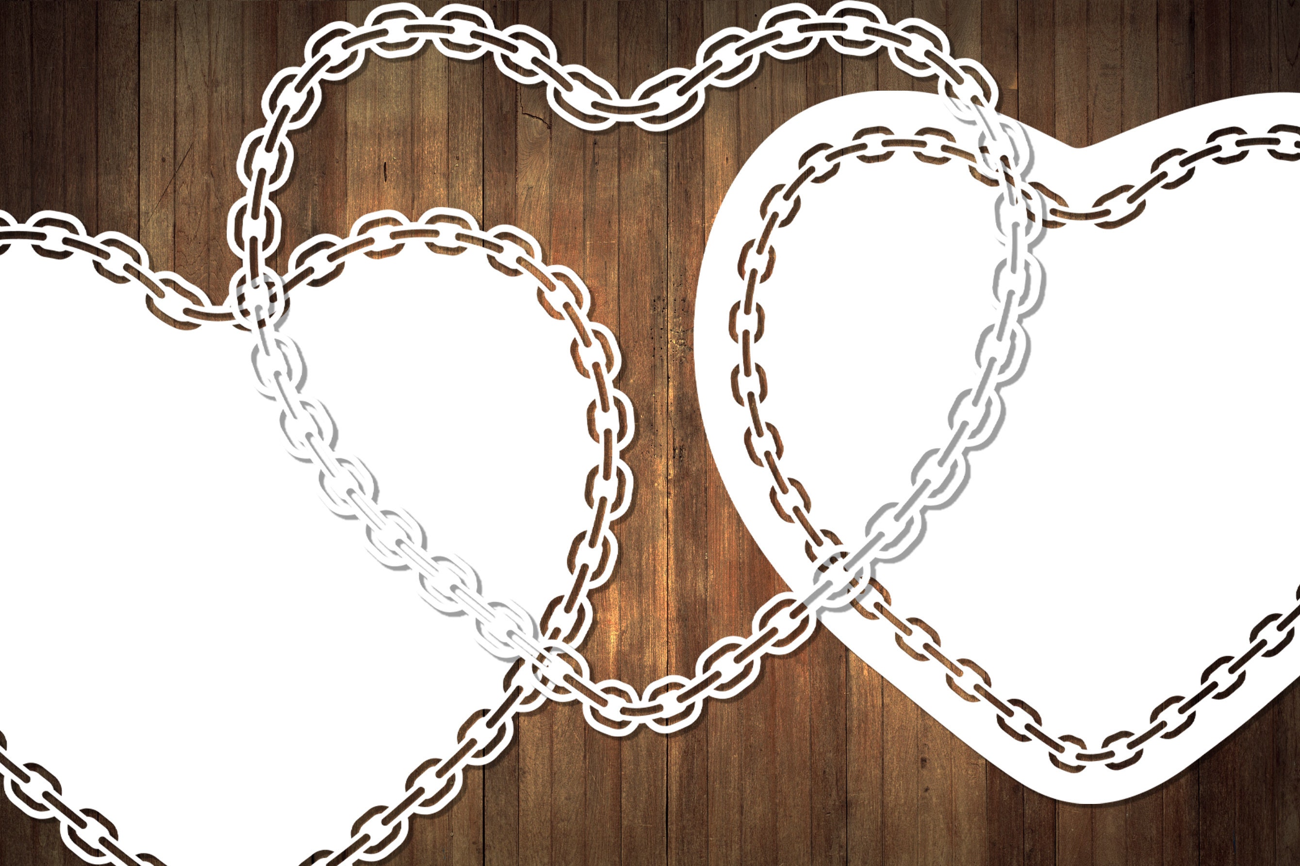 9 Designs Simple Metal Chain Style Heart Shape Border Frames SVG Clip ...