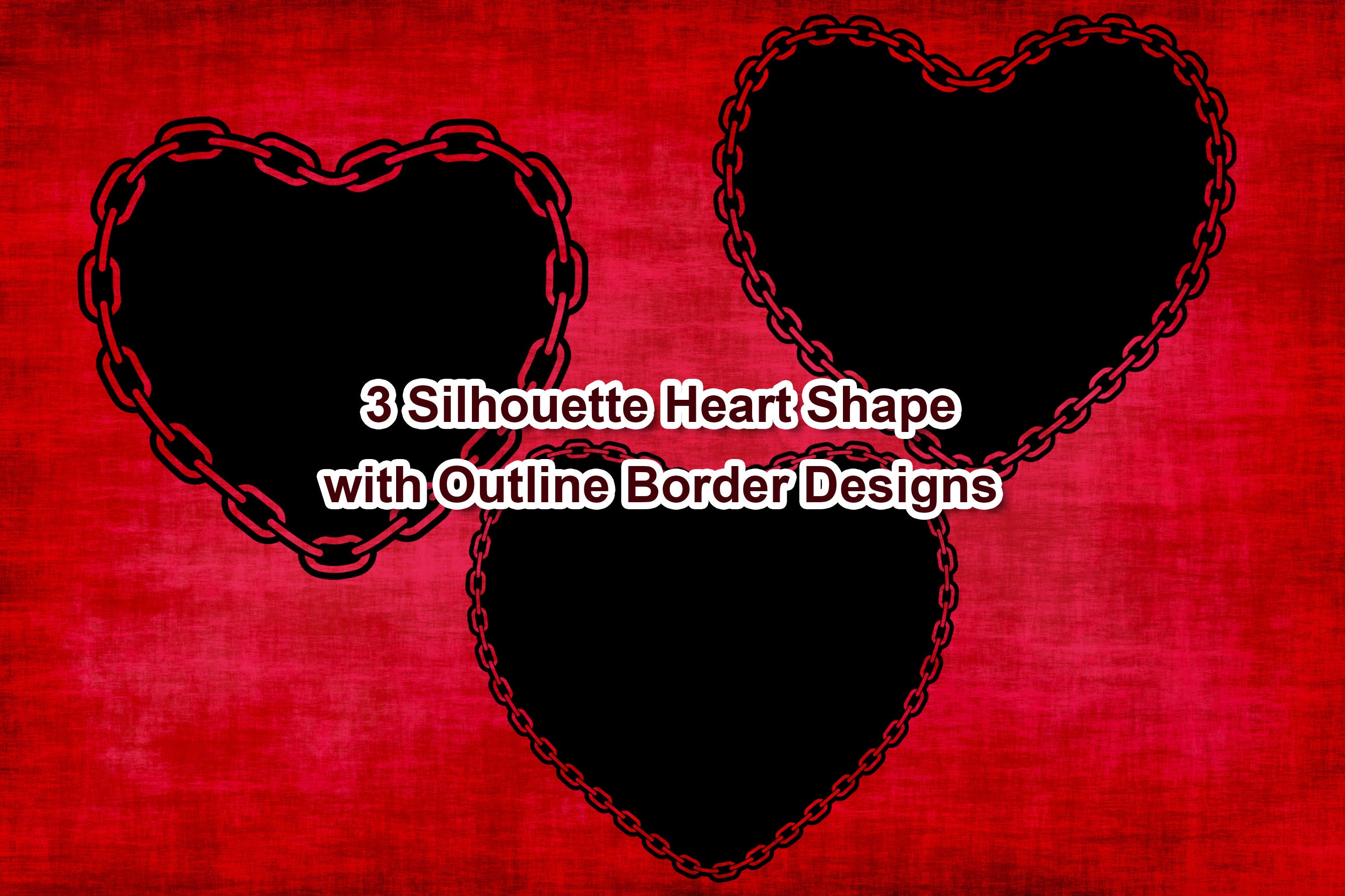 9 Designs Simple Metal Chain Style Heart Shape Border Frames SVG Clip ...