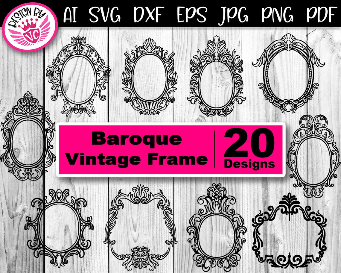 Baroque Vintage Frame | Set of Instant Digital Download for Creative ...