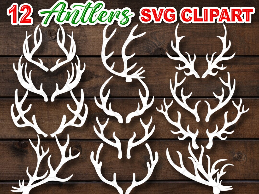 Christmas SVG Deer Antlers Clipart Design Elements, Creative DIY ...