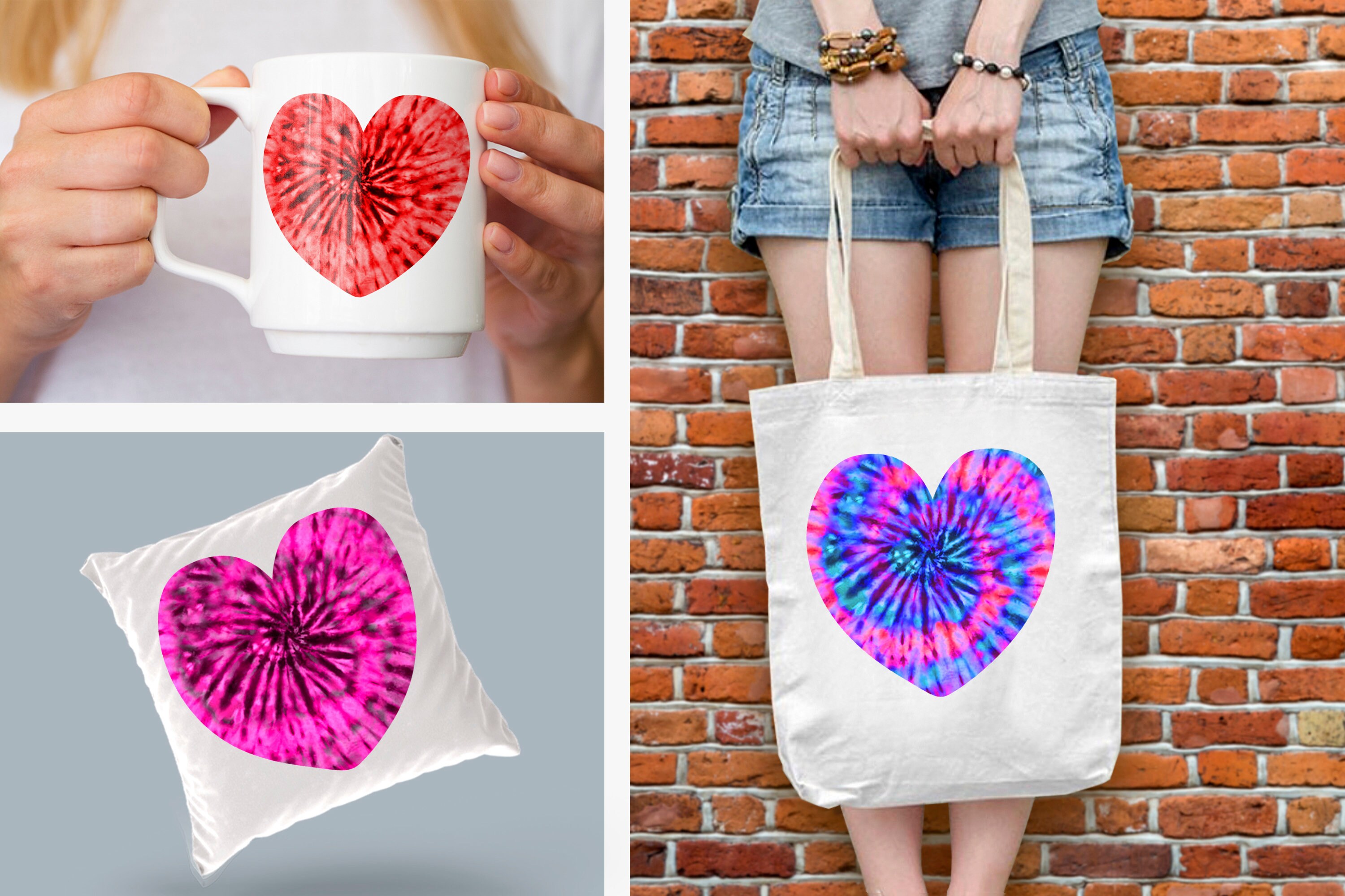 8 Tie Dye Hearts Sublimation PNG Clipart Set 1 Heart Shape Design ...