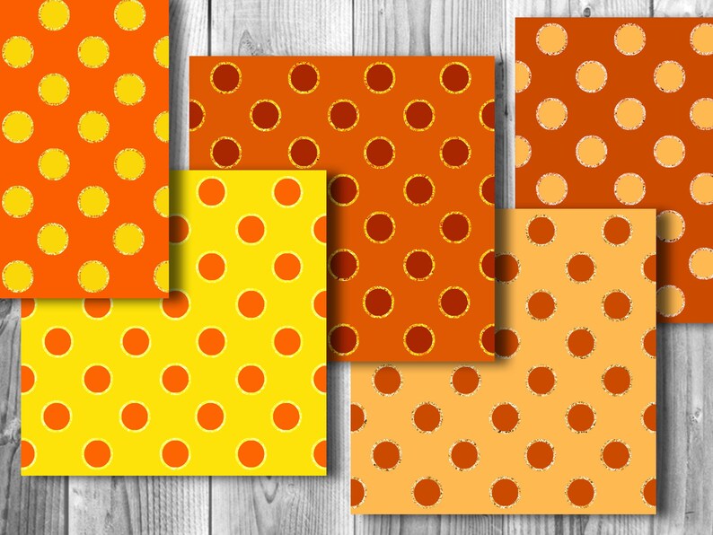 10 Orange Tone Color Fall Autumn Theme Polka Dot Design With - Etsy