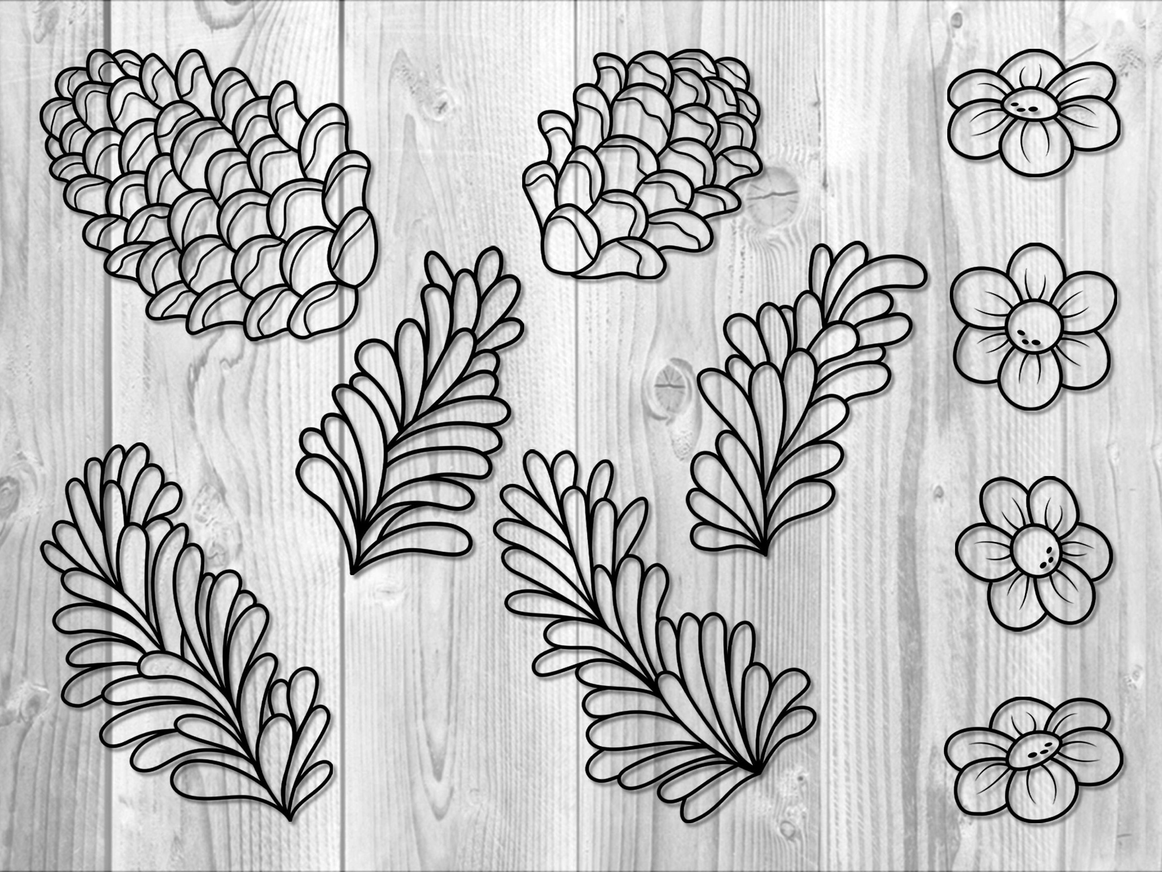 Christmas Elements SVG Line Art Design Clipart Set Decor - Etsy