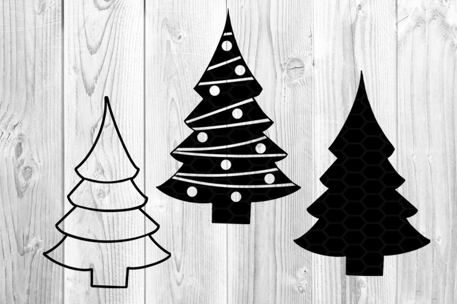 Christmas SVG Pine Tree Clipart 3 Designs Set 1 Decor - Etsy