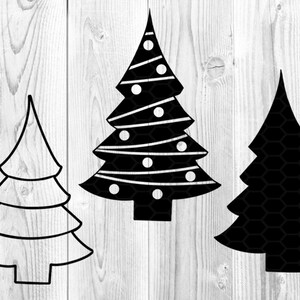Christmas SVG Pine Tree Clipart 3 Designs Set 1 Decor Ornaments Digital ...