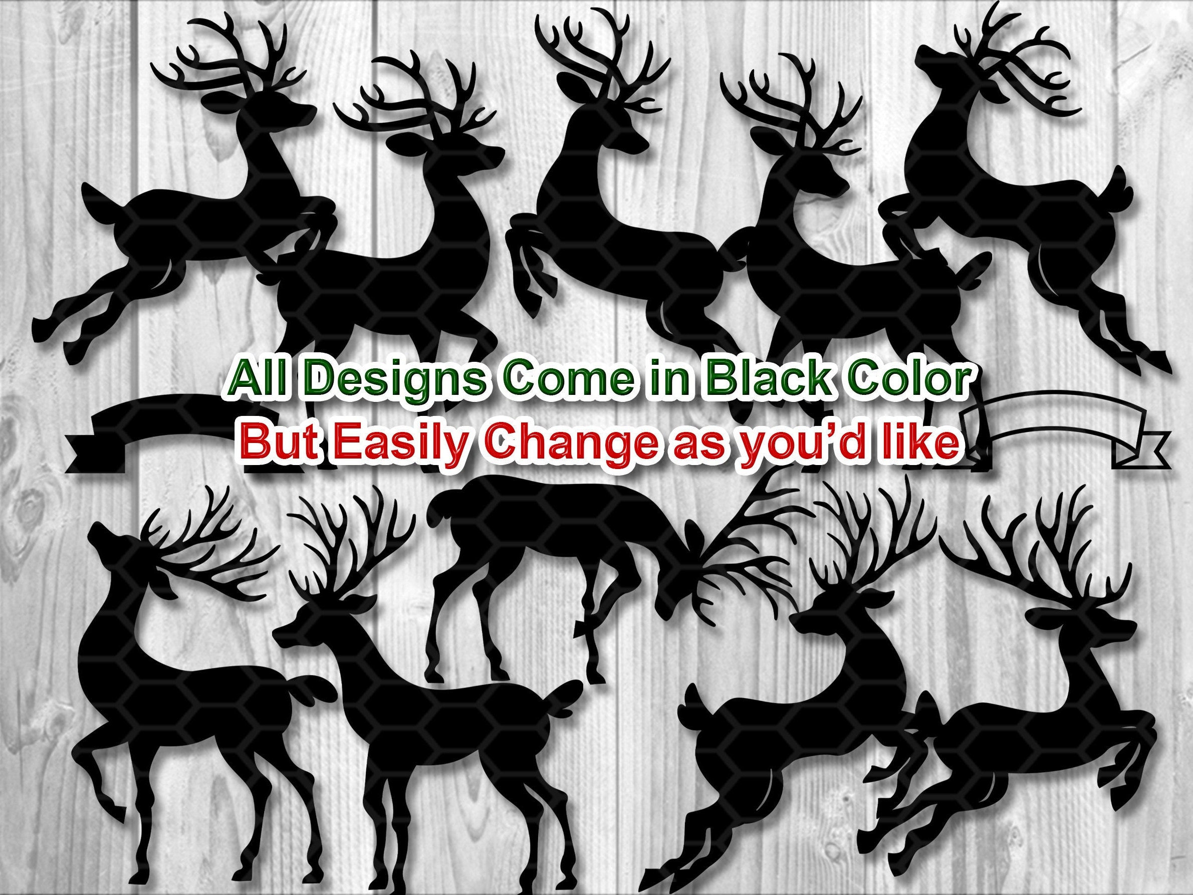 Christmas SVG Reindeer Clipart Designs Decorative Elements, Creative ...