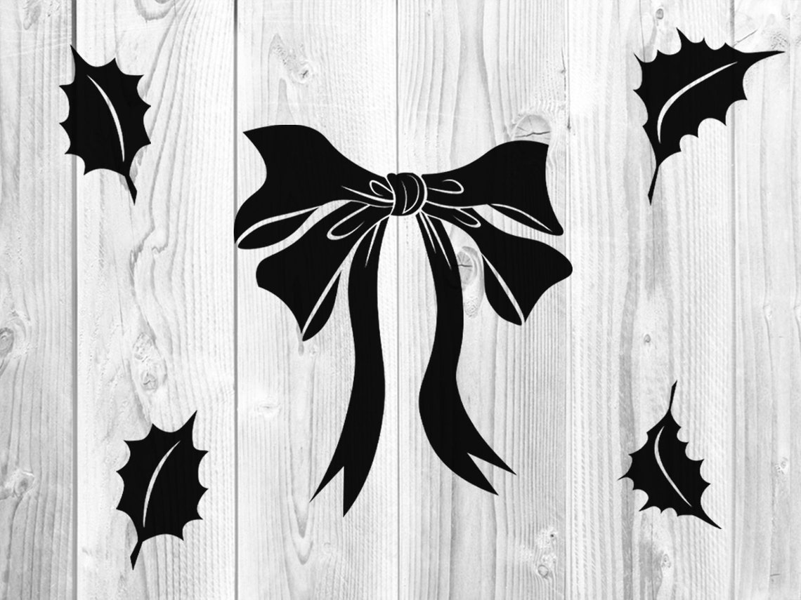 Christmas SVG Holly Wreath With Ribbon Bow Clipart Design | Etsy