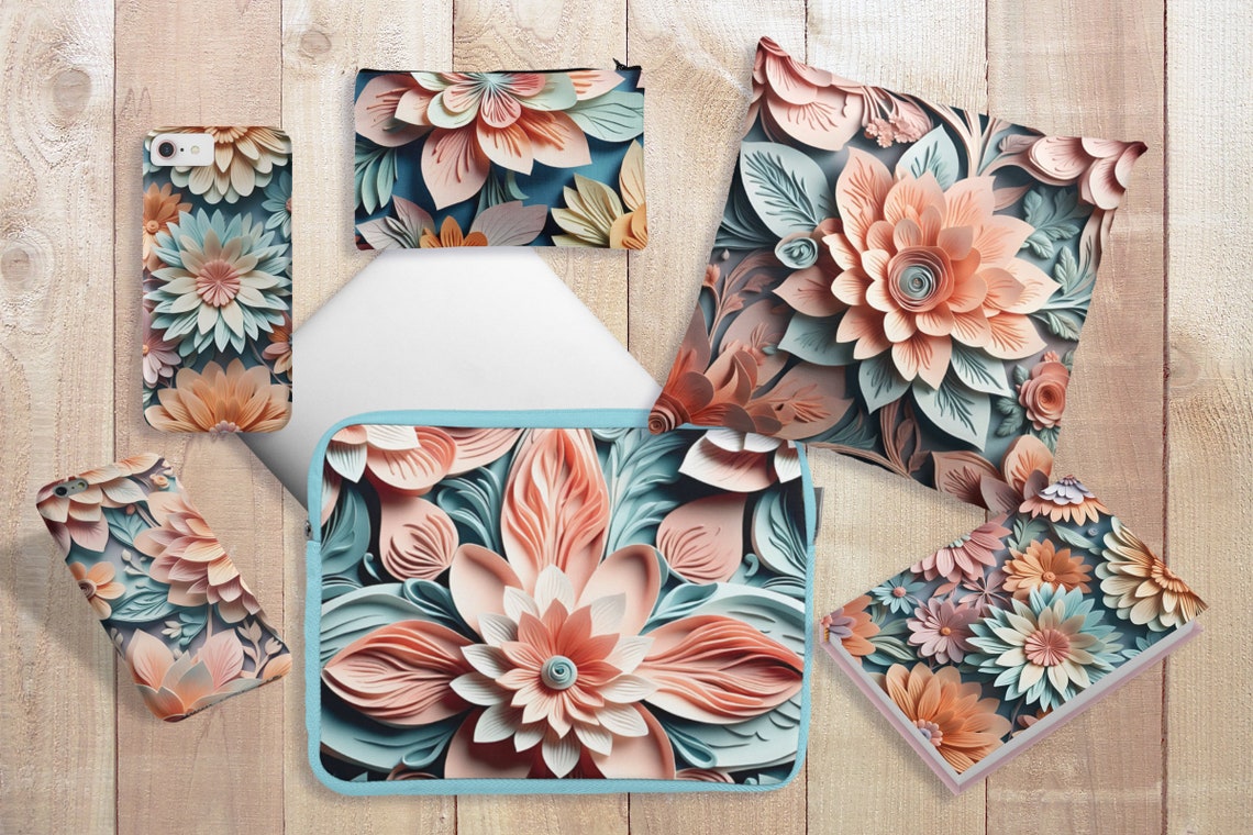 10 Simple Pastel Flower 3D Flowers Background Digital Paper Instant ...