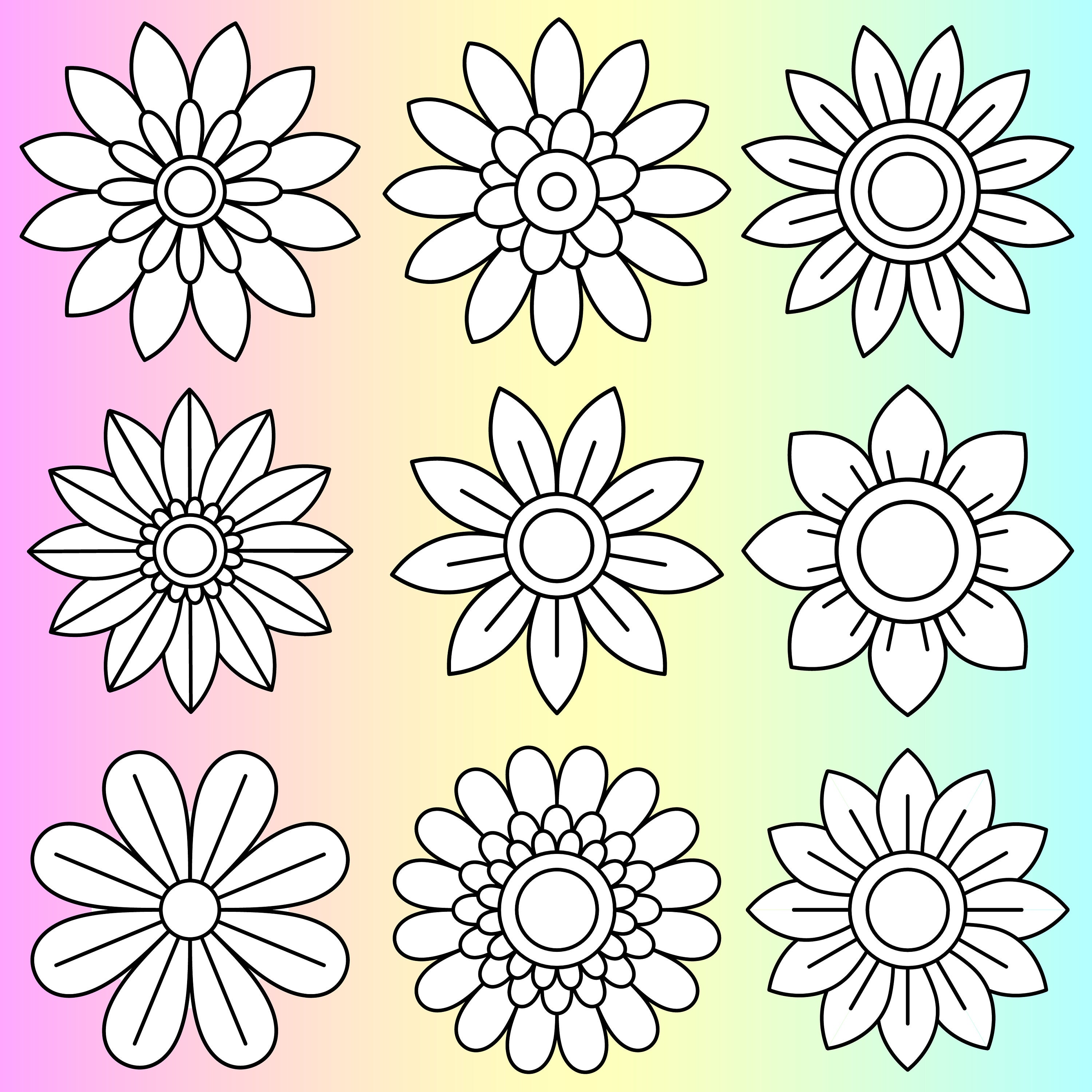 Flower Doodle V-1 Simple Floral Clipart Instant Digital | Etsy