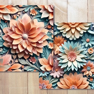10 Simple Pastel Flower 3D Flowers Background Digital Paper Instant ...