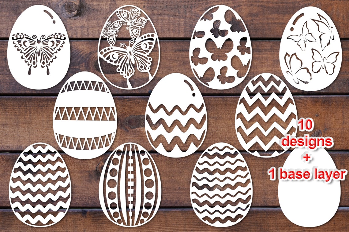 Easter Egg SVG Clipart V.3 10 Designs 1 Silhouette Base - Etsy