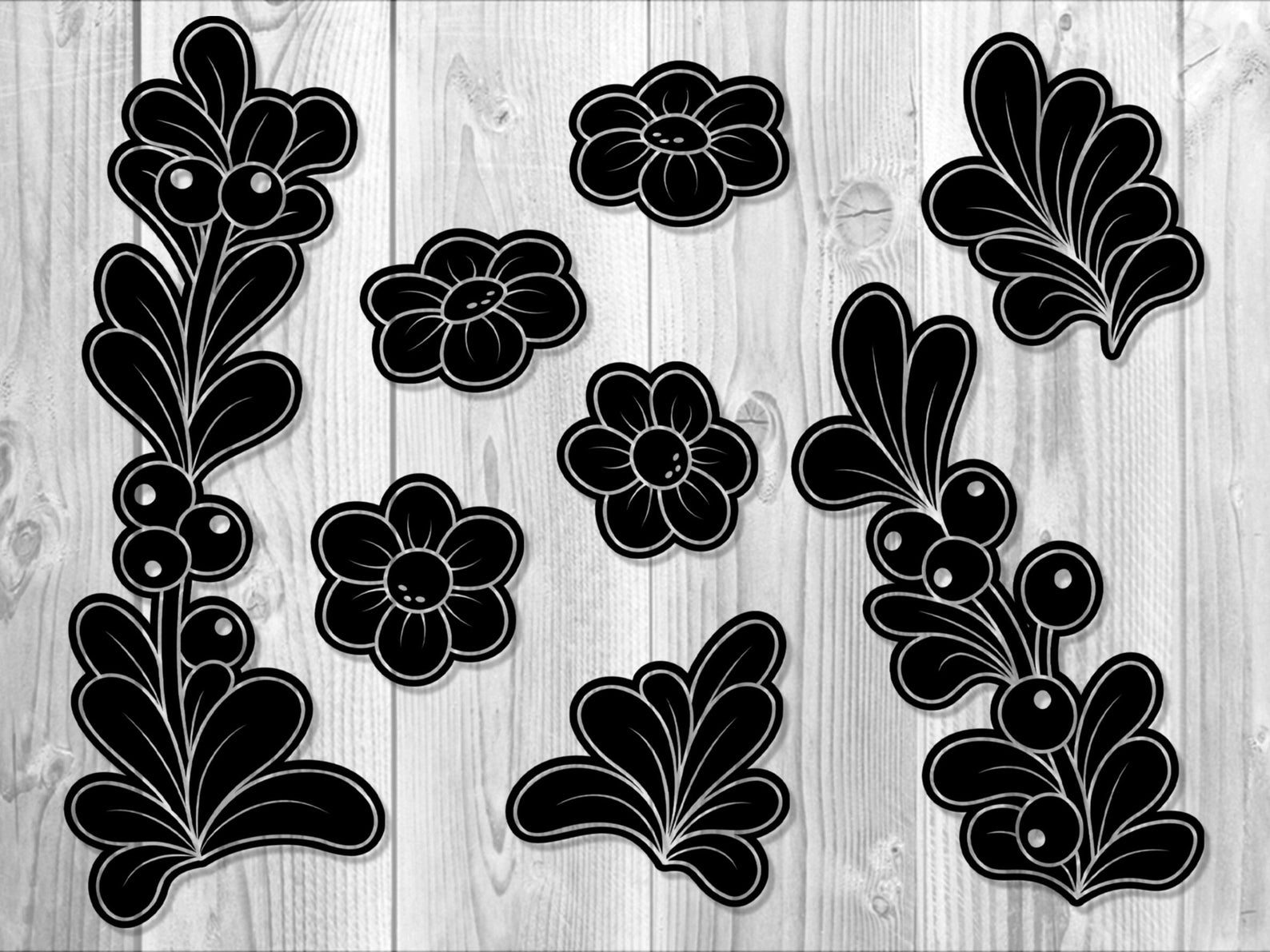 Christmas Elements SVG Silhouette Stencil Design Clipart Set Decor ...