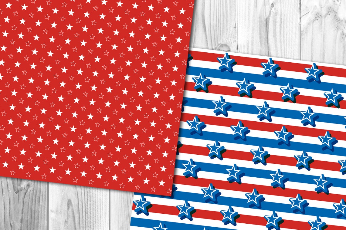 4th of July Digital Paper Set 7 Red White and Royal Blue - Etsy