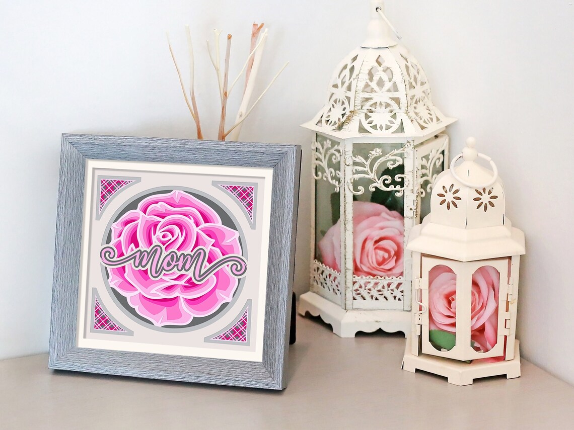 3D MOM Roses Multi-layered Design Flowers Papercut SVG Clipart | Etsy