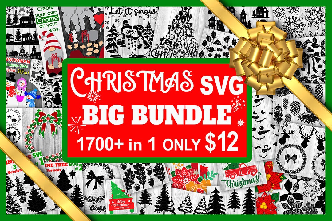 Christmas SVG Big Bundle 1700+ Items in 1 Clipart Design Elements ...