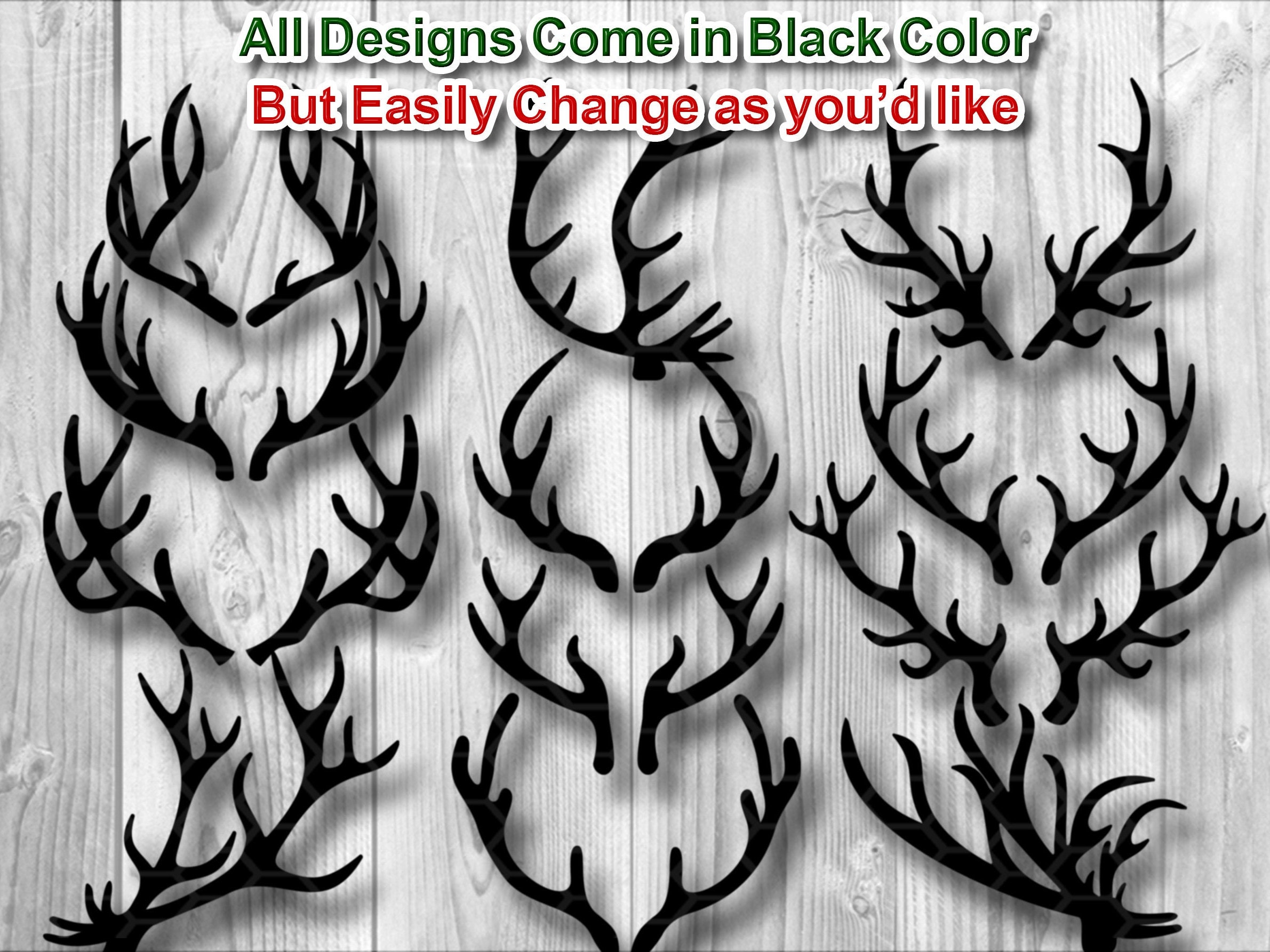 Christmas SVG Deer Antlers Clipart Design Elements Creative - Etsy