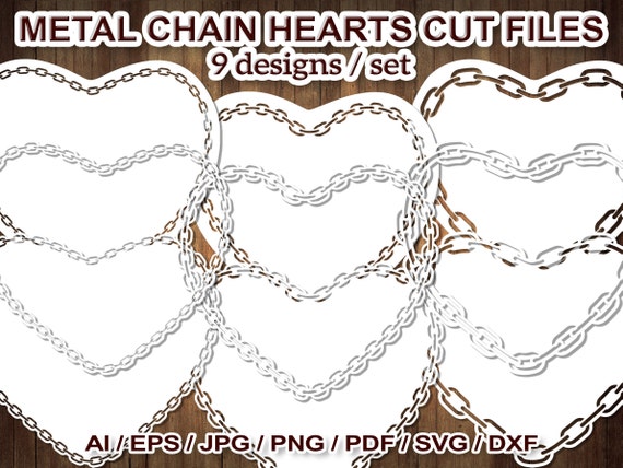 9 Designs Simple Metal Chain Style Heart Shape Border Frames | Etsy