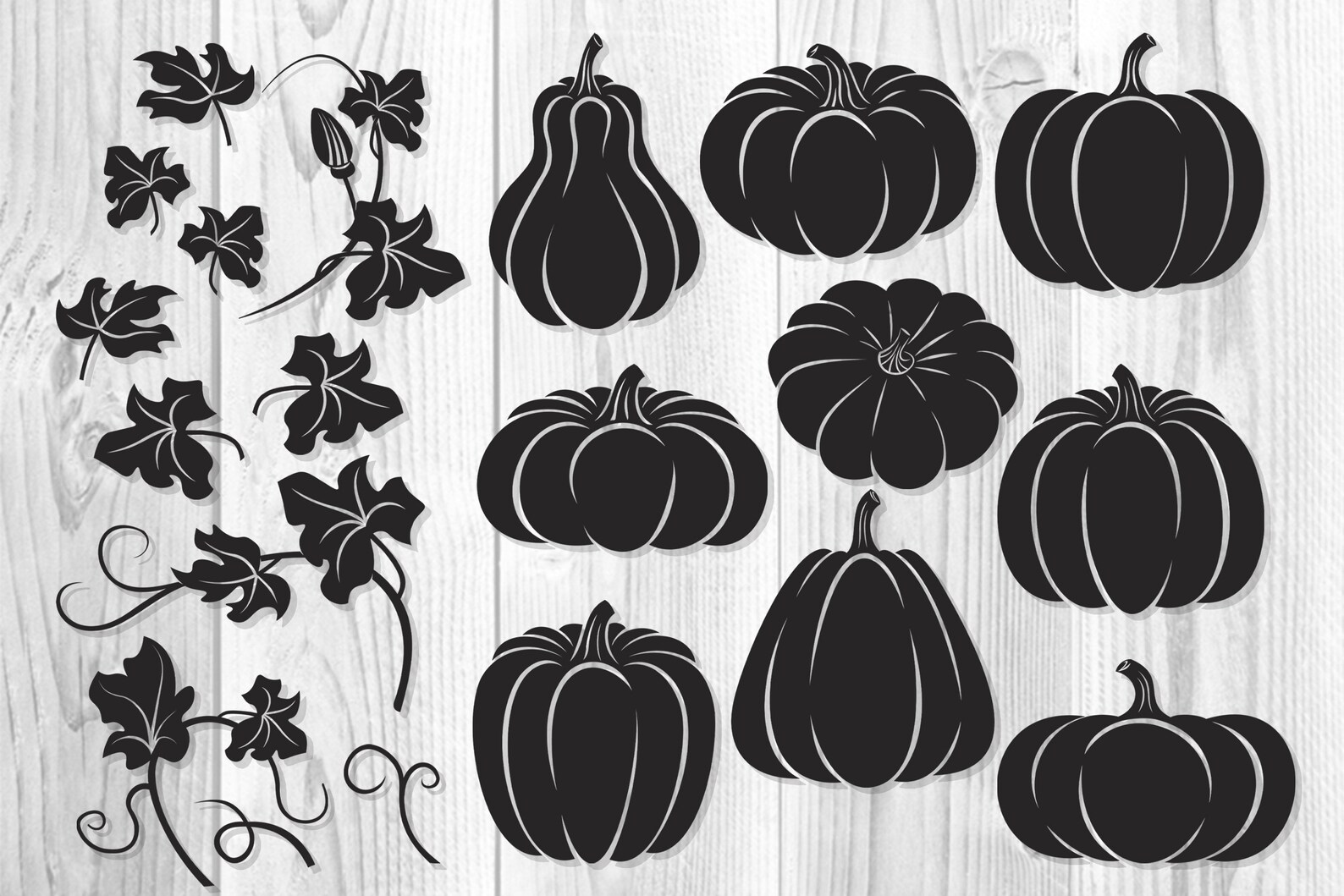 Halloween Silhouette Pumpkins SVG Clipart Creative DIY Projects ...