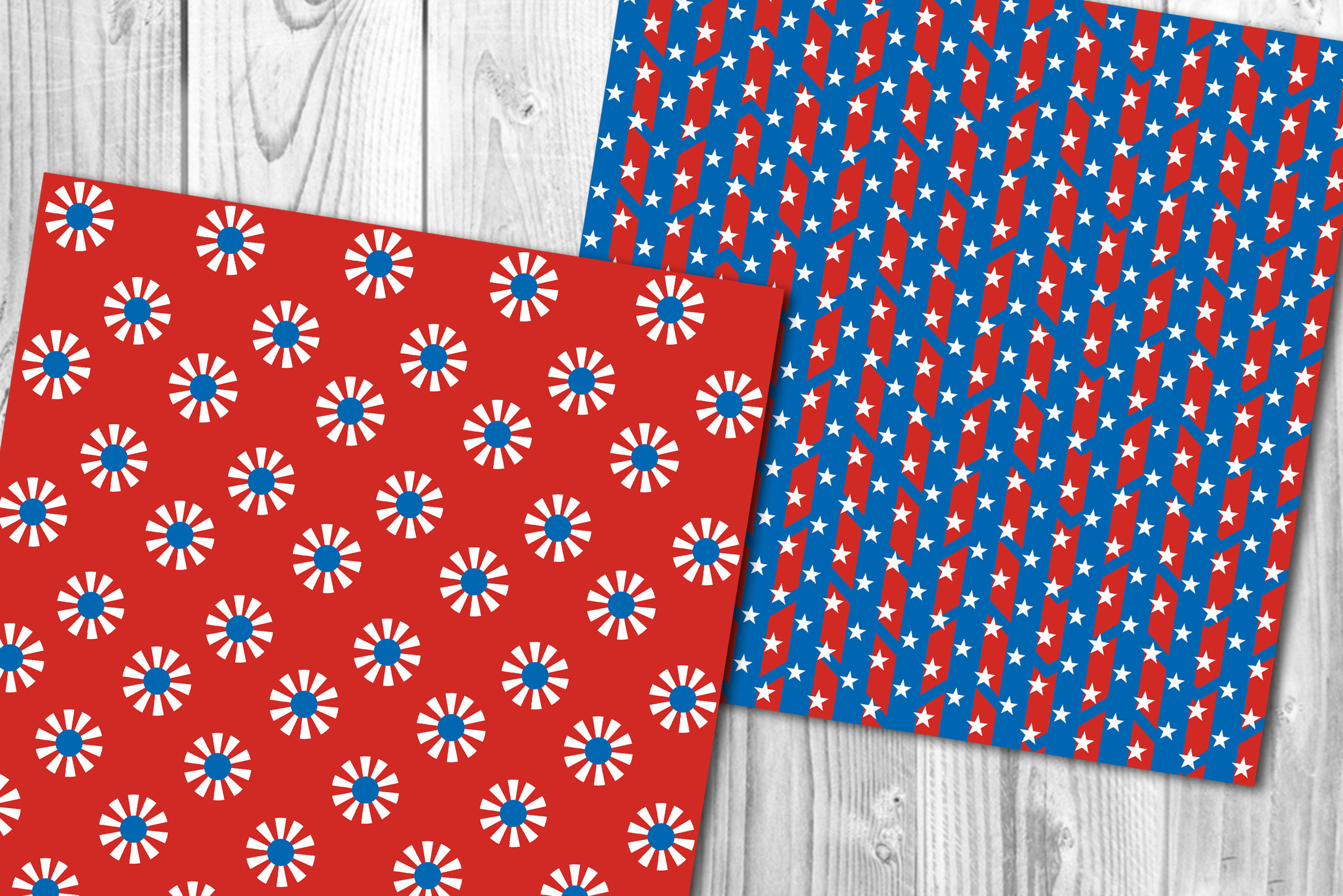 4th of July Digital Paper Set 5 Red White and Royal Blue American Flag ...