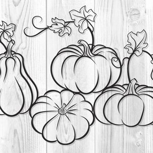 Halloween Line Art Pumpkins SVG Clipart Creative DIY Projects, Lineart ...
