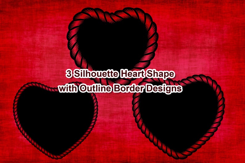 9 Designs Twisted Ribbon Style Heart Shape Border Frames SVG Clip Art ...