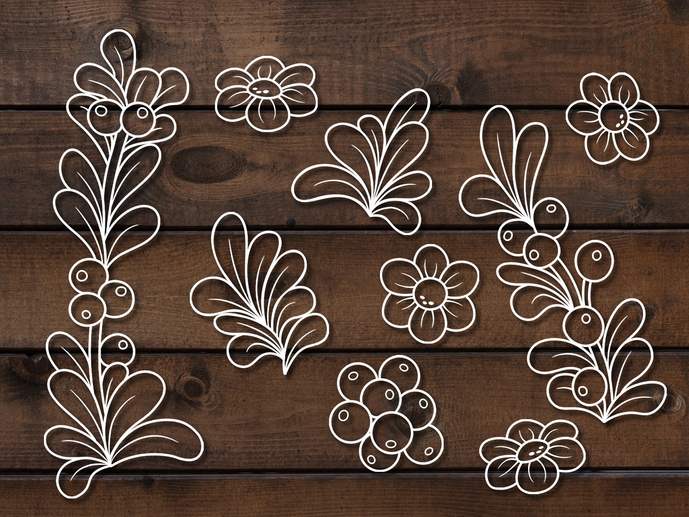 Christmas Elements SVG Line Art Design Clipart Set Decor | Etsy