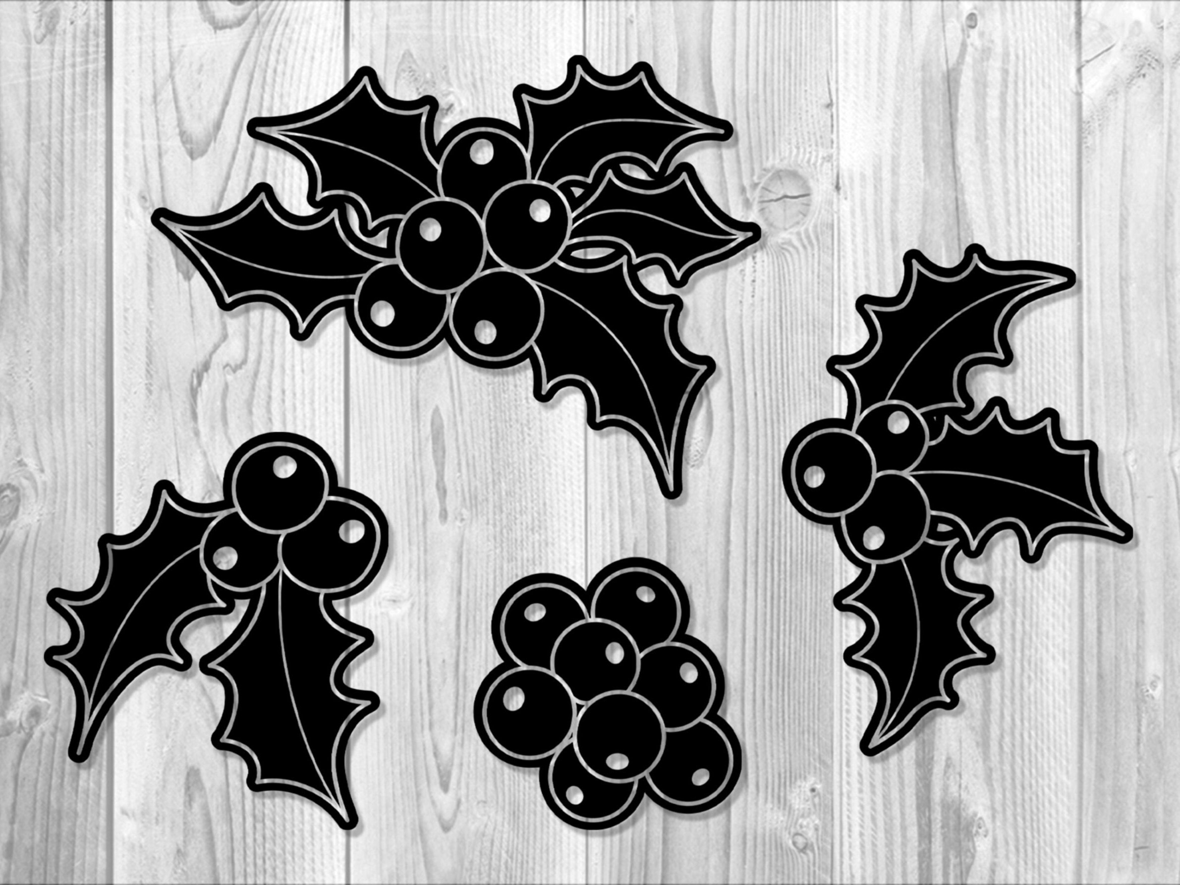 Christmas Elements SVG Silhouette Stencil Design Clipart Set Decor ...