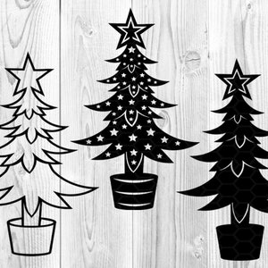 Christmas SVG Pine Tree Clipart 3 Designs Set 1 Decor Ornaments Digital ...