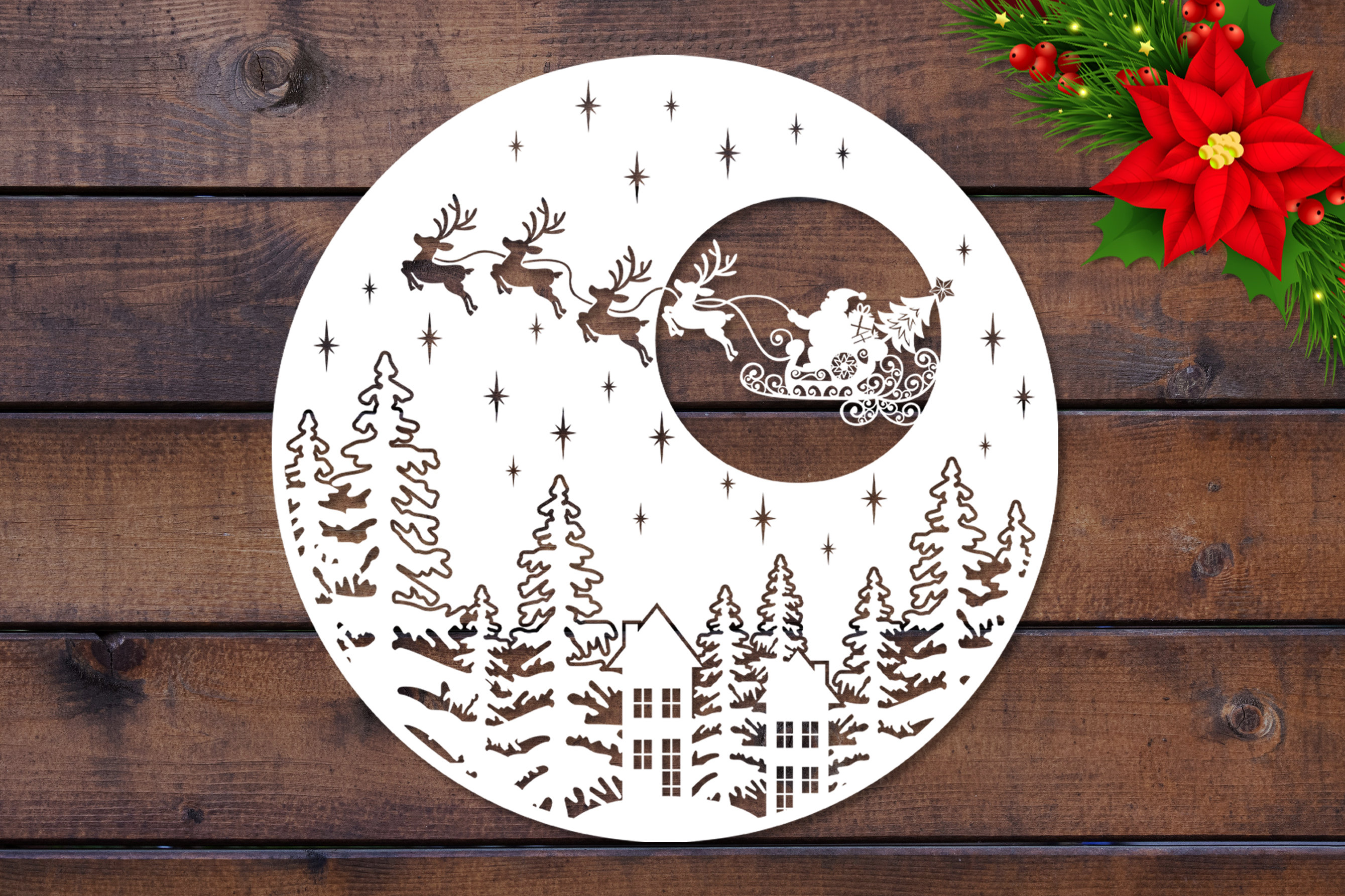 Merry Christmas Scene Builder SVG Clipart Circle Design Silhouette ...