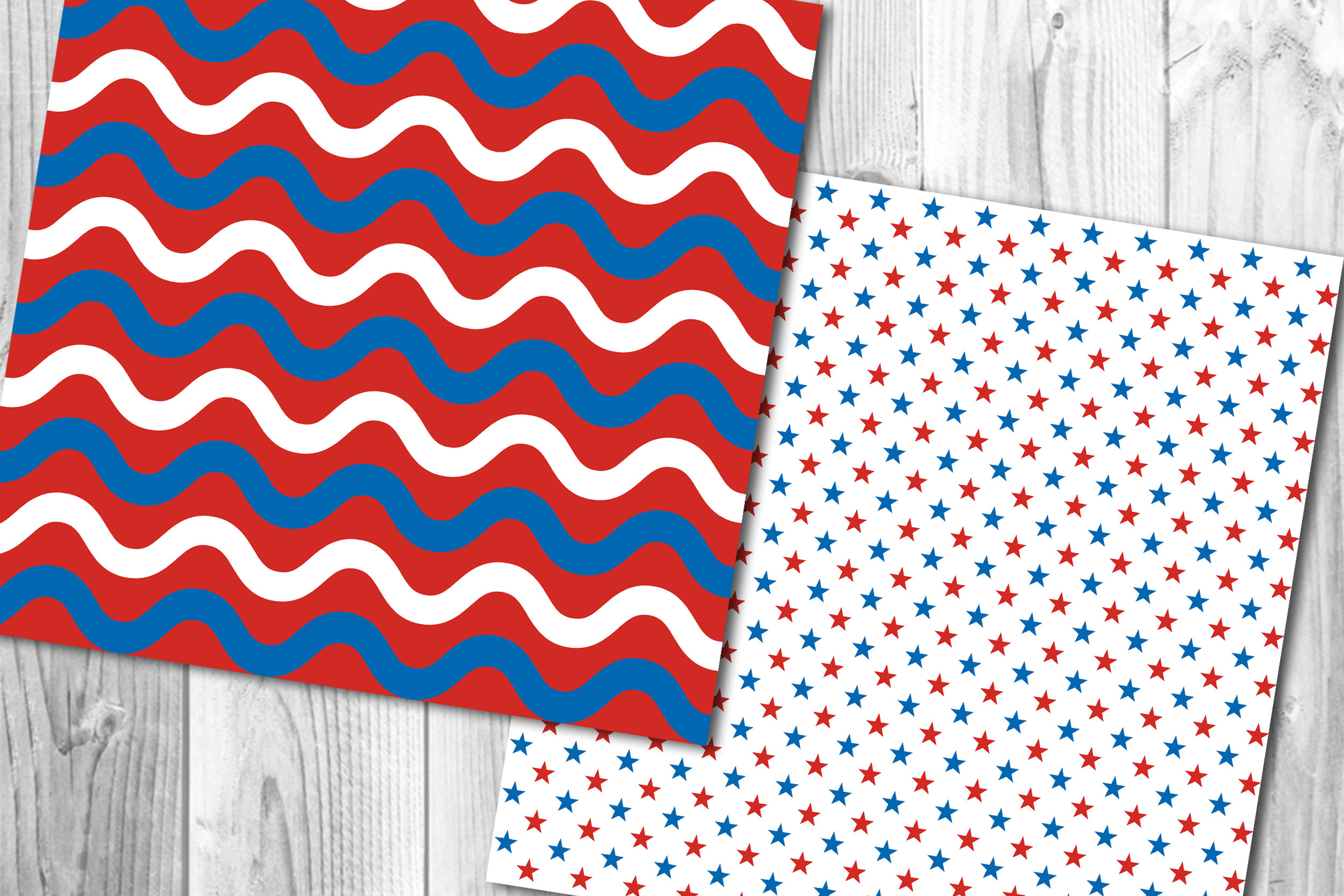 4th of July Digital Paper Set 5 Red White and Royal Blue American Flag ...