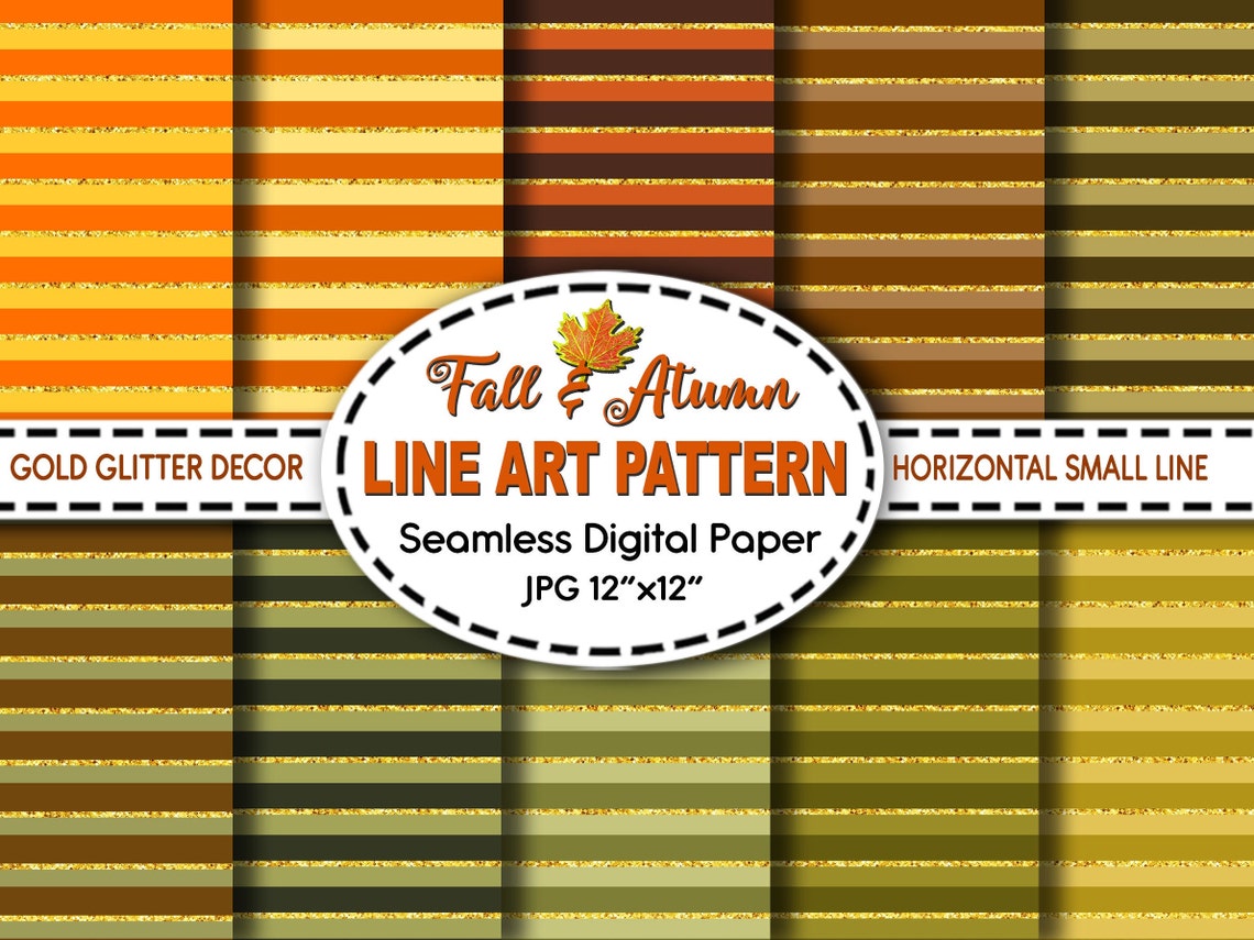 10 Fall Autumn Theme Color Line Art Design With Glitter - Etsy
