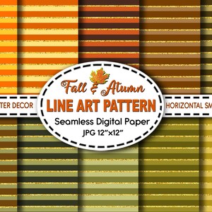 10 Fall Autumn Theme Color Line Art Design With Glitter Decorations ...