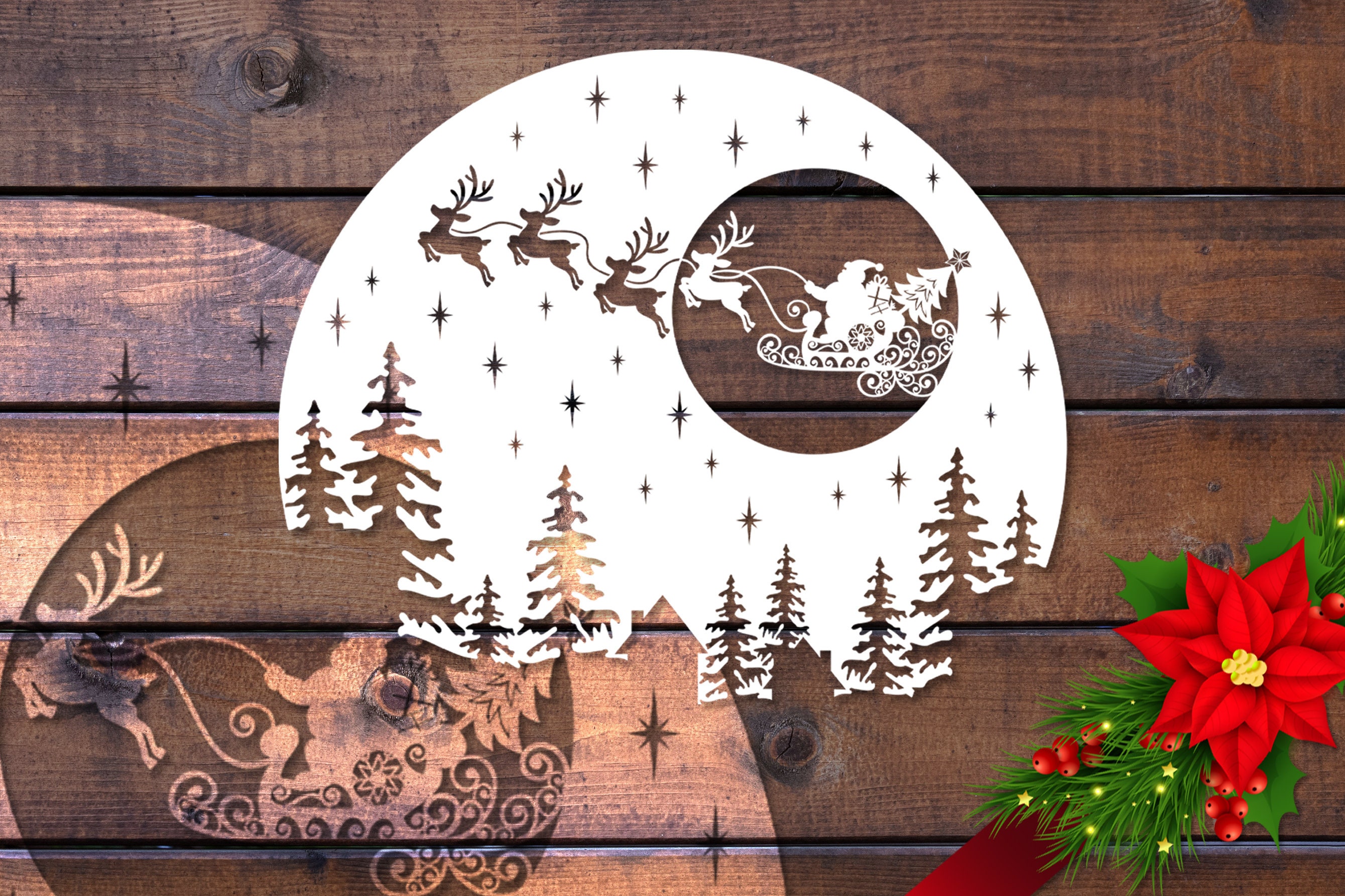 Merry Christmas Scene Builder SVG Clipart Circle Design Silhouette ...