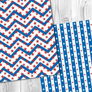 4th of July Digital Paper Set 8 - Red White and Royal Blue American ...