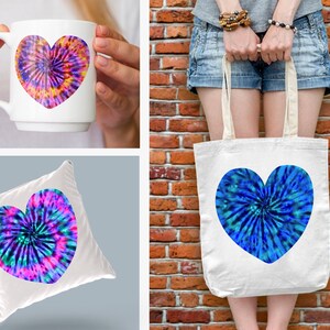 8 Tie Dye Hearts Sublimation PNG Clipart Set 2 Heart Shape Design ...